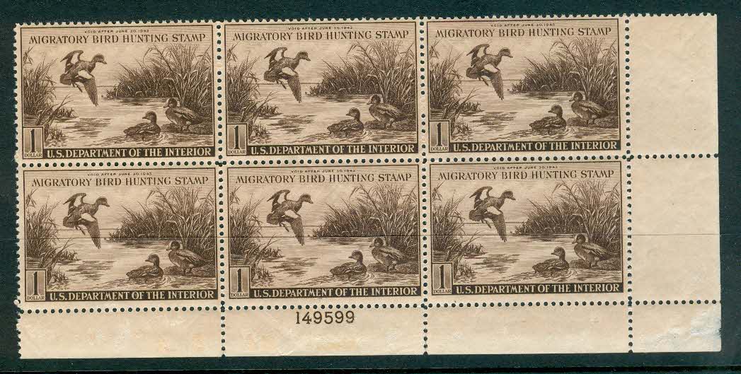 Duck Stamps Plate Block Collection RW1 through RW25